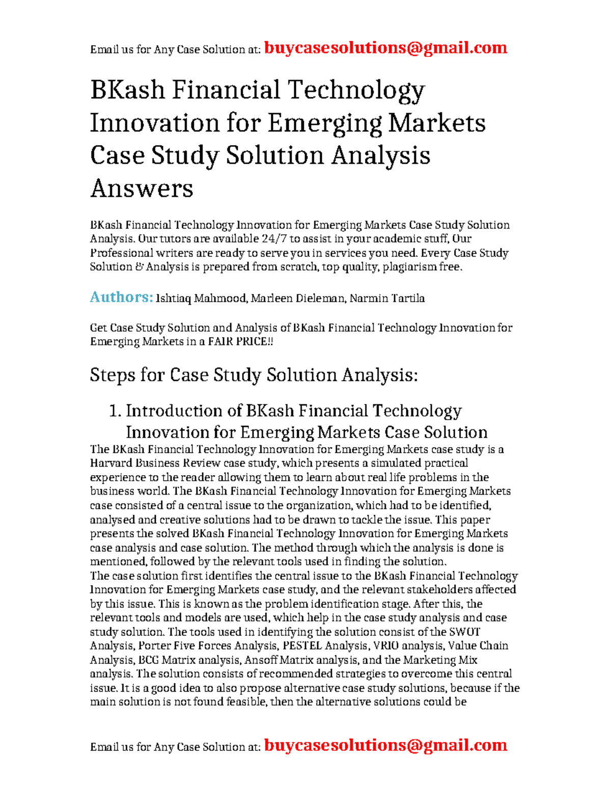 Case Solution bKash Financial Technology Innovation for Emerging ...