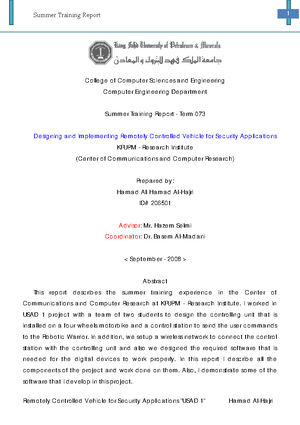 Acknowledgement for Internship Project Report - SUMMER INTERNSHIP ...