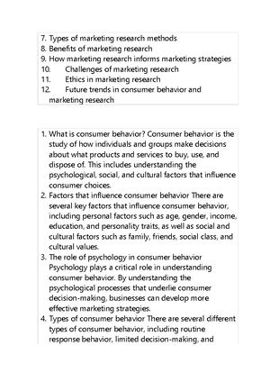 Consumer Behaviour AND Marketing Research - CONSUMER BEHAVIOUR AND ...