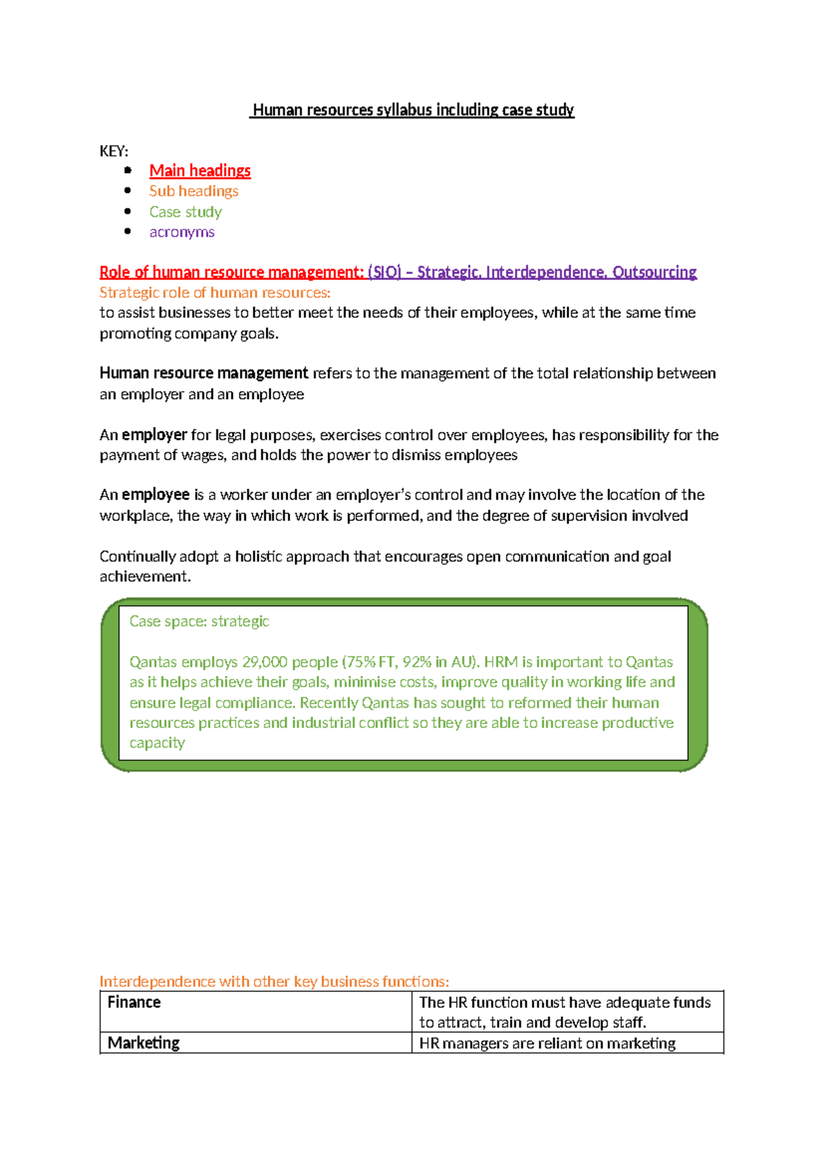 Human recources notes - Human resources syllabus including case study ...