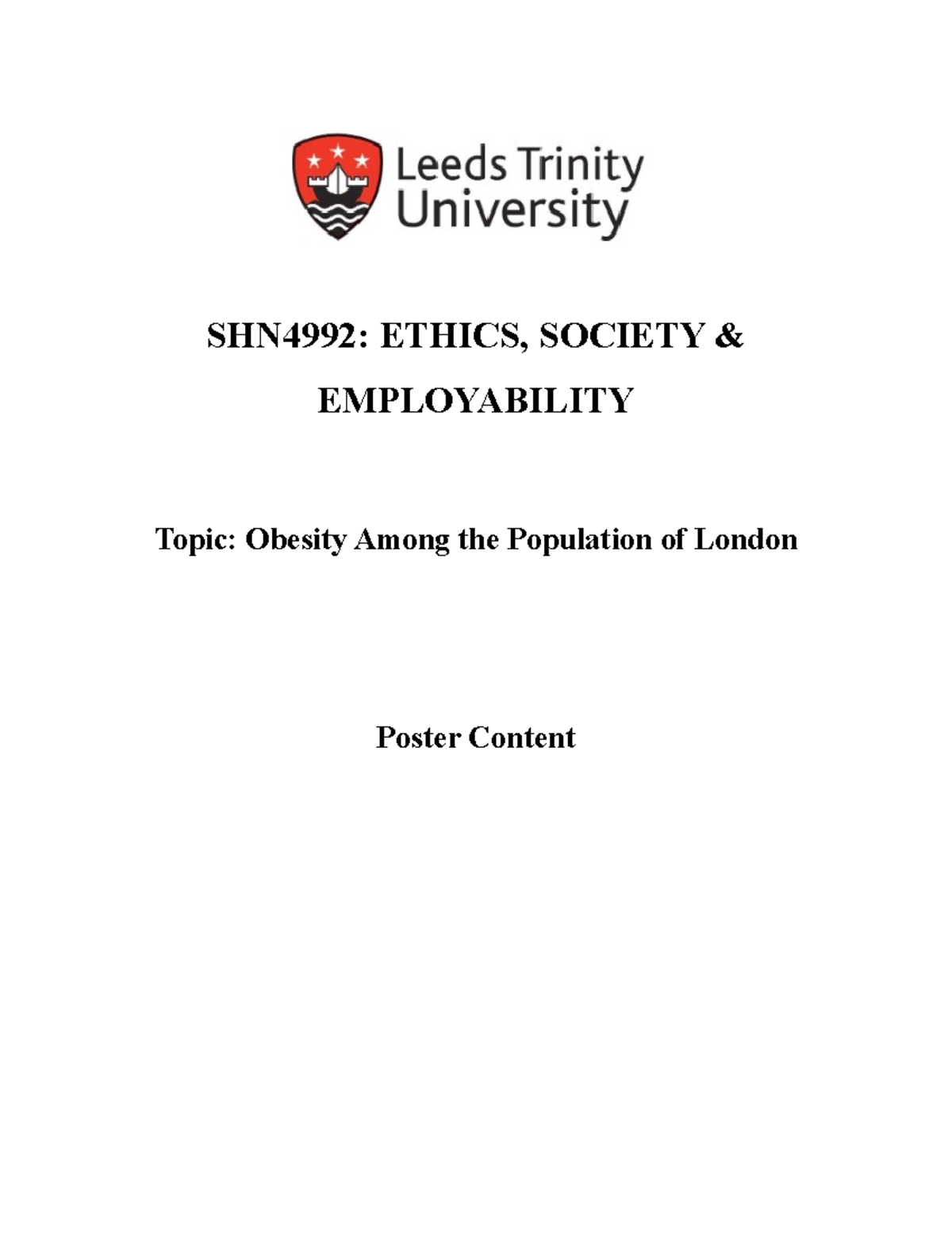 SDG Project Challenge - Assignment - SHN4992: ETHICS, SOCIETY ...