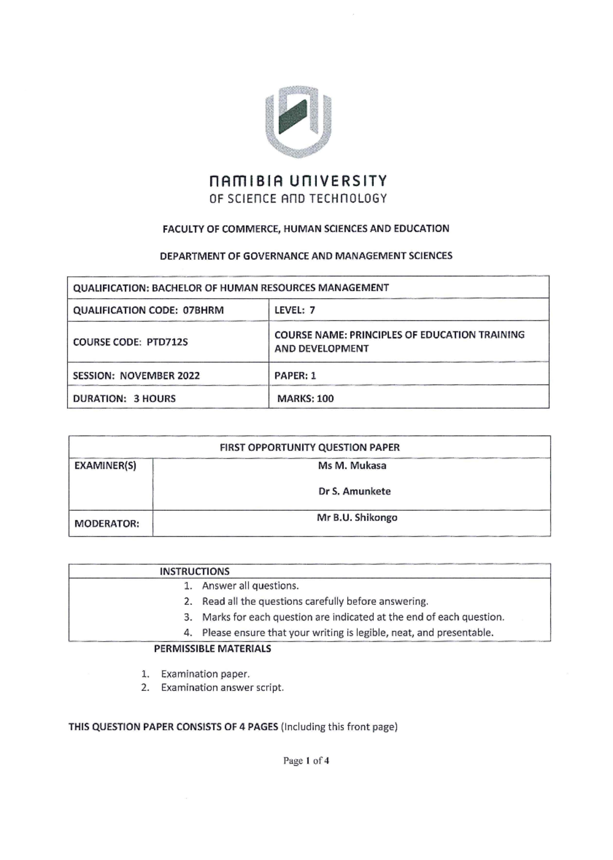 PTD712S - Principles of Education 2C and Development - 1st Opp - Nov ...