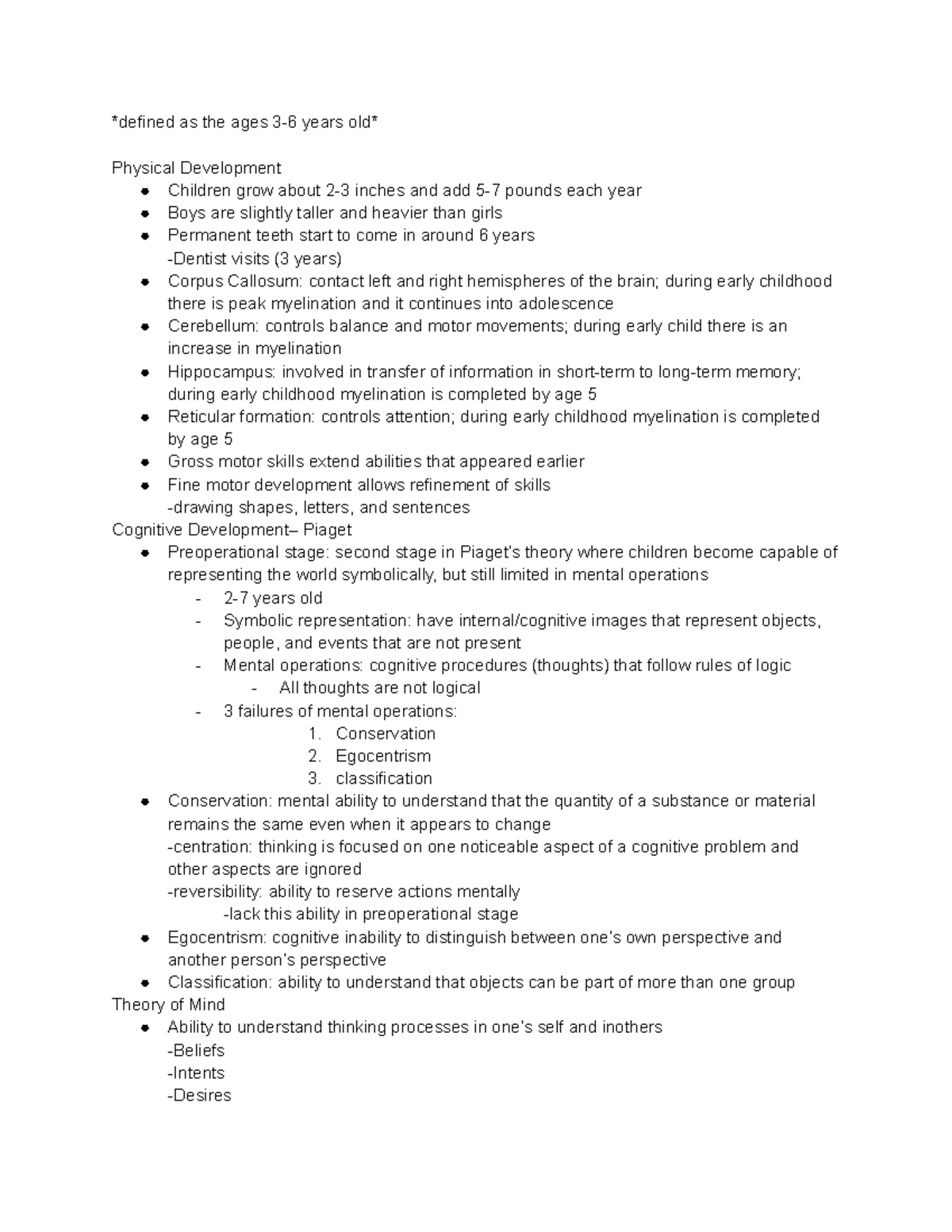 Chapter 6 Early Childhood - defined as the ages 3-6 years old Physical ...
