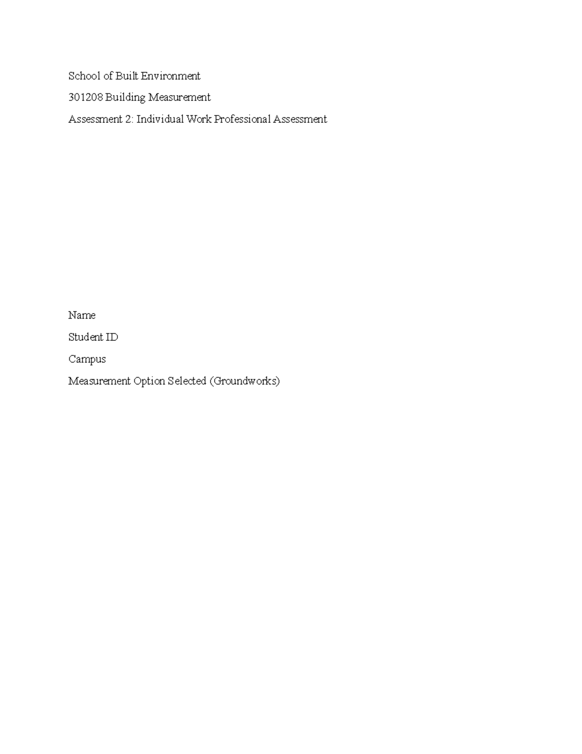 Assessment 2 – Professional Task Individual Assignment - School of ...