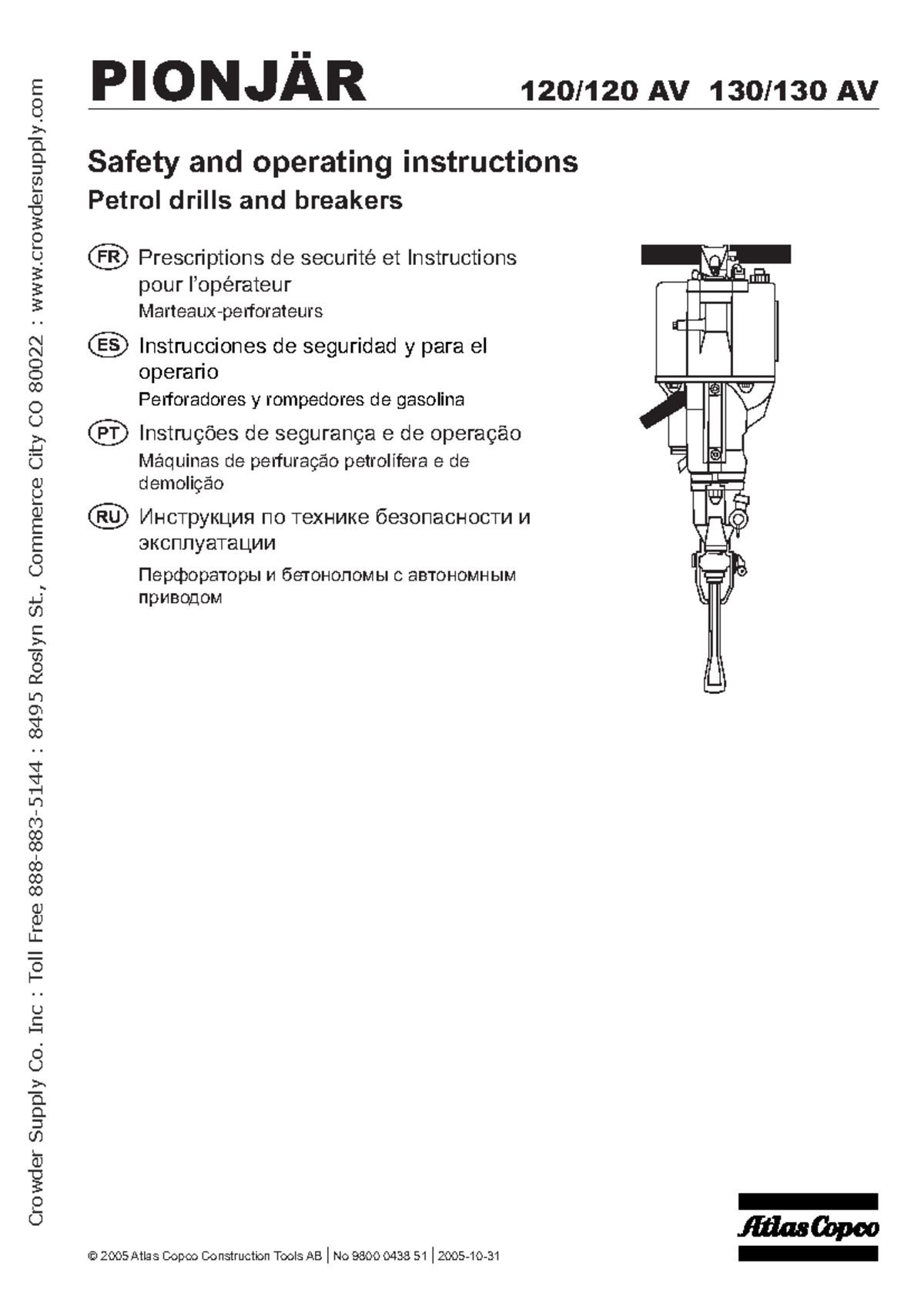 220277409 Manual Atlas Copco Pionjar 120 - PIONJÄR 120/120 AV 130/130 ...
