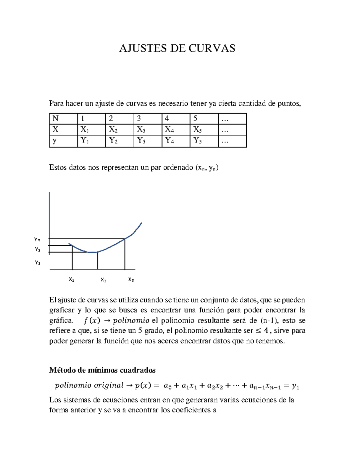 Ejemplo realizado por el método de Ajustes DE Curvas - AJUSTES DE ...