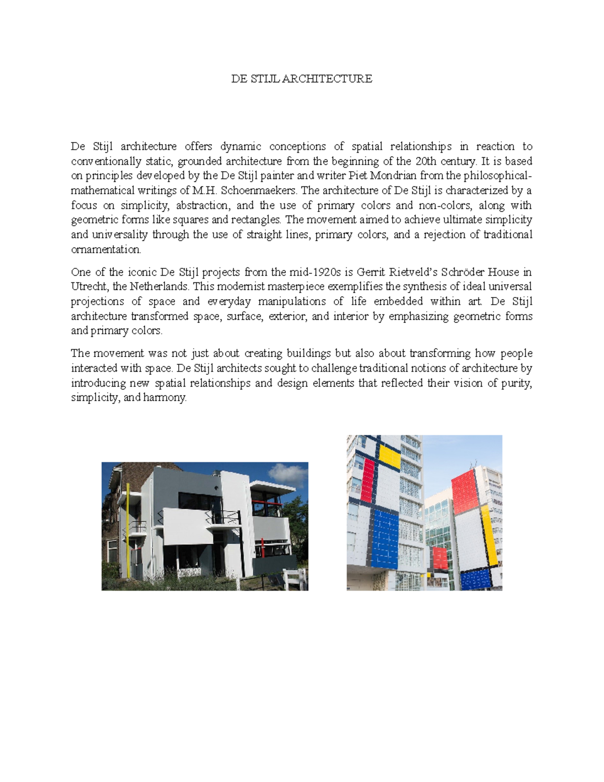 DE- Stijl- Architecture - DE STIJL ARCHITECTURE De Stijl architecture ...
