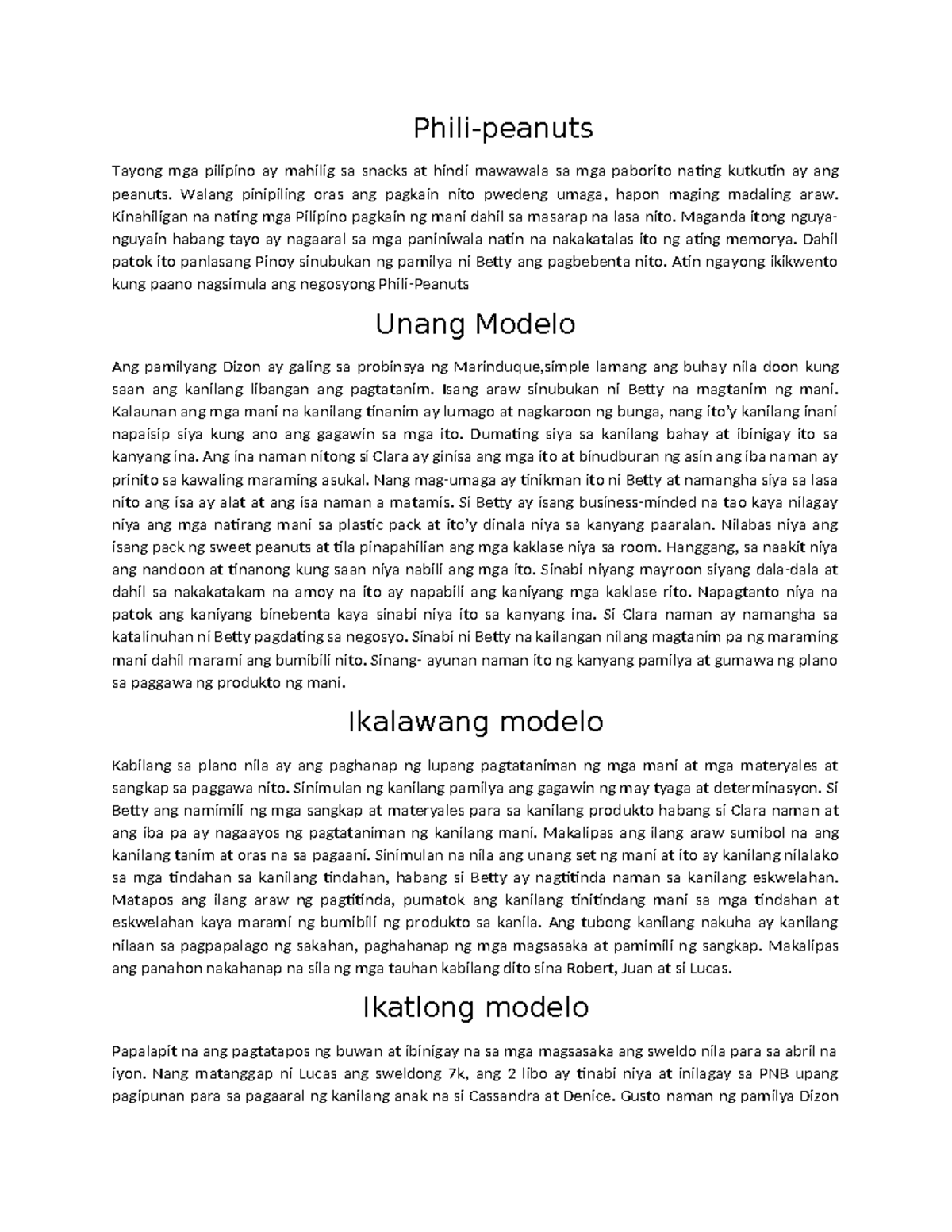 Unang Modelo - Def - Phili-peanuts Tayong mga pilipino ay mahilig sa ...