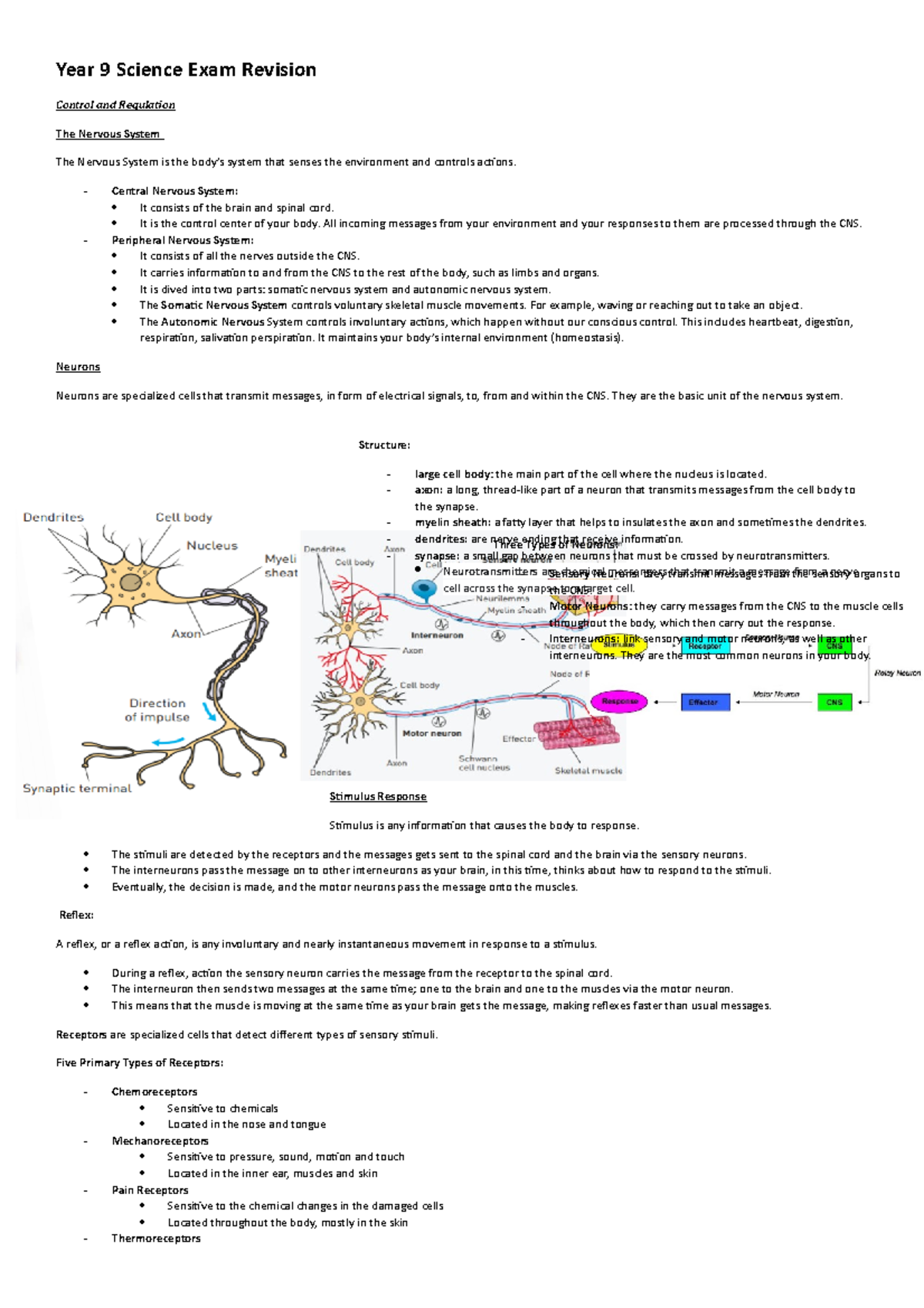 Chemistry and Psychology Notes. For year 9 to 10 students. - Year 9 ...