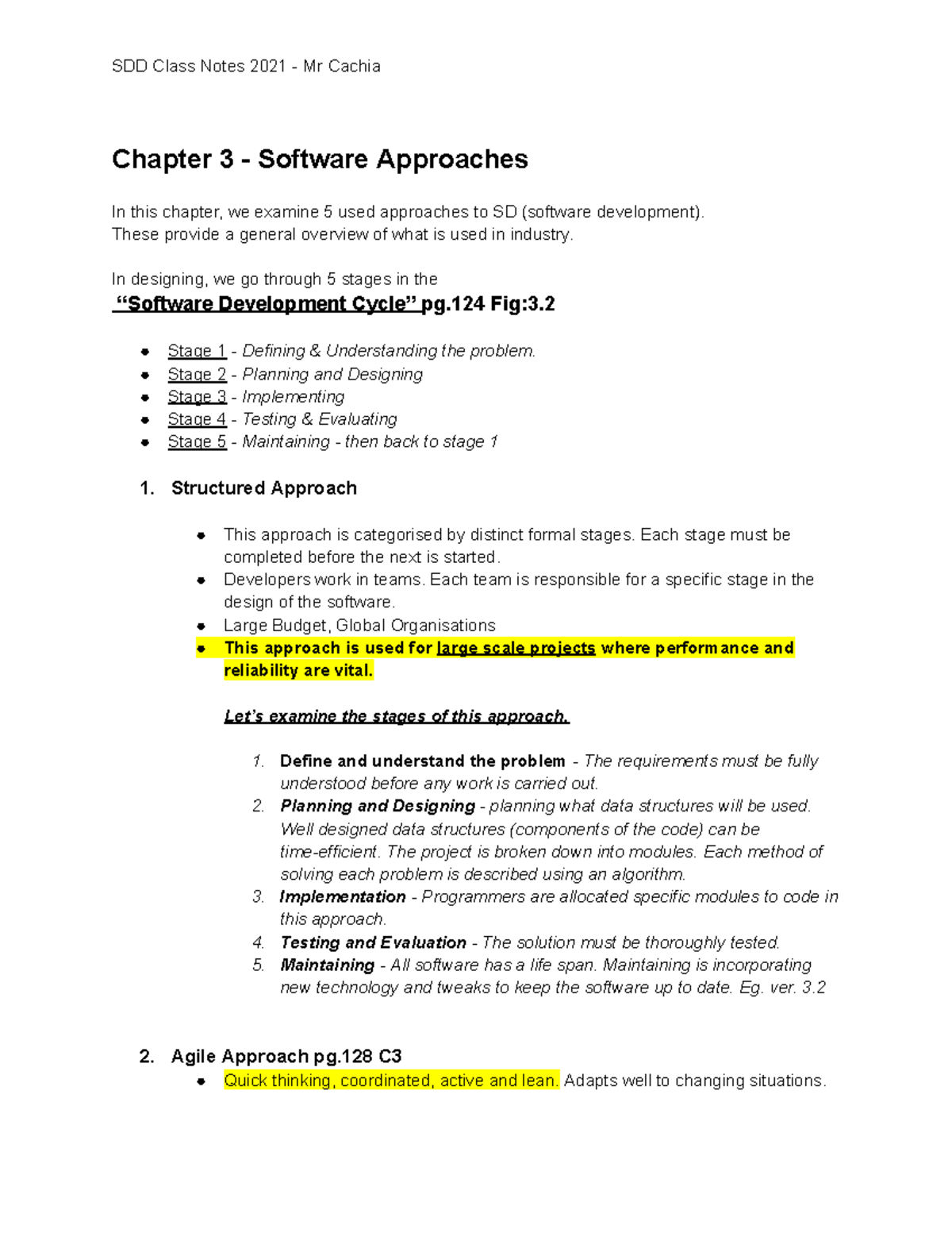 Software Notes Year 11 - Chapter 3 - Software Approaches In this ...