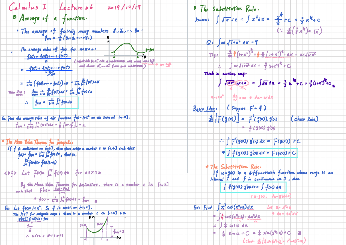 Lec26-191219 - lecture - Calculus I Lecture 26 o The Substitution Rule ...