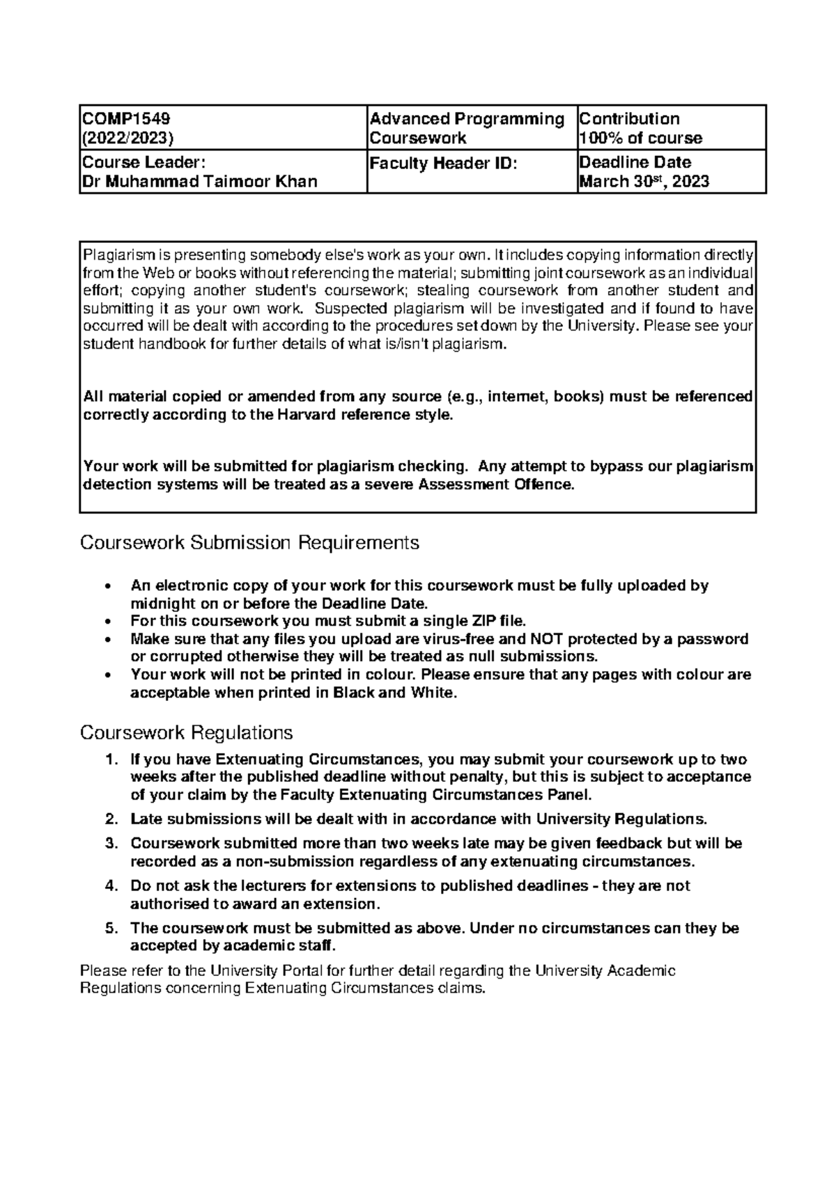 COMP1549 2023 CW description main - COMP (2022/2023) Advanced ...