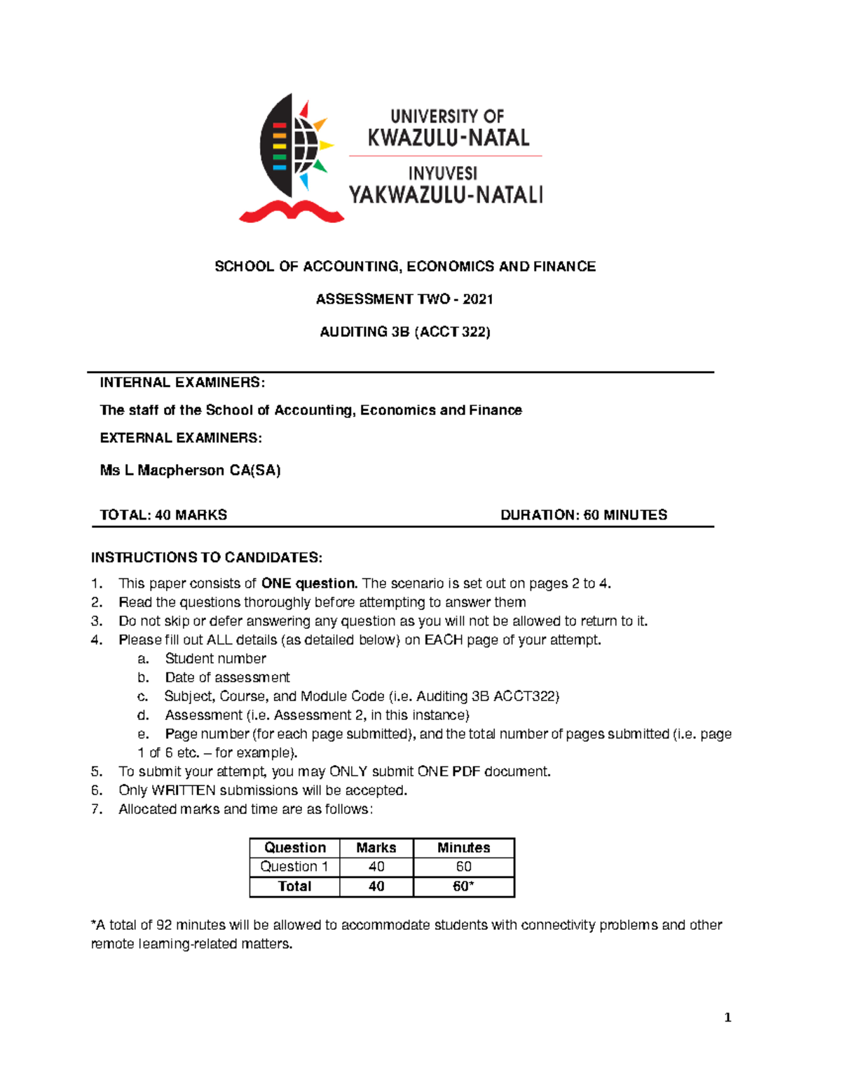 Assessment 2 Acct 322 (Question and Required) - SCHOOL OF ACCOUNTING ...