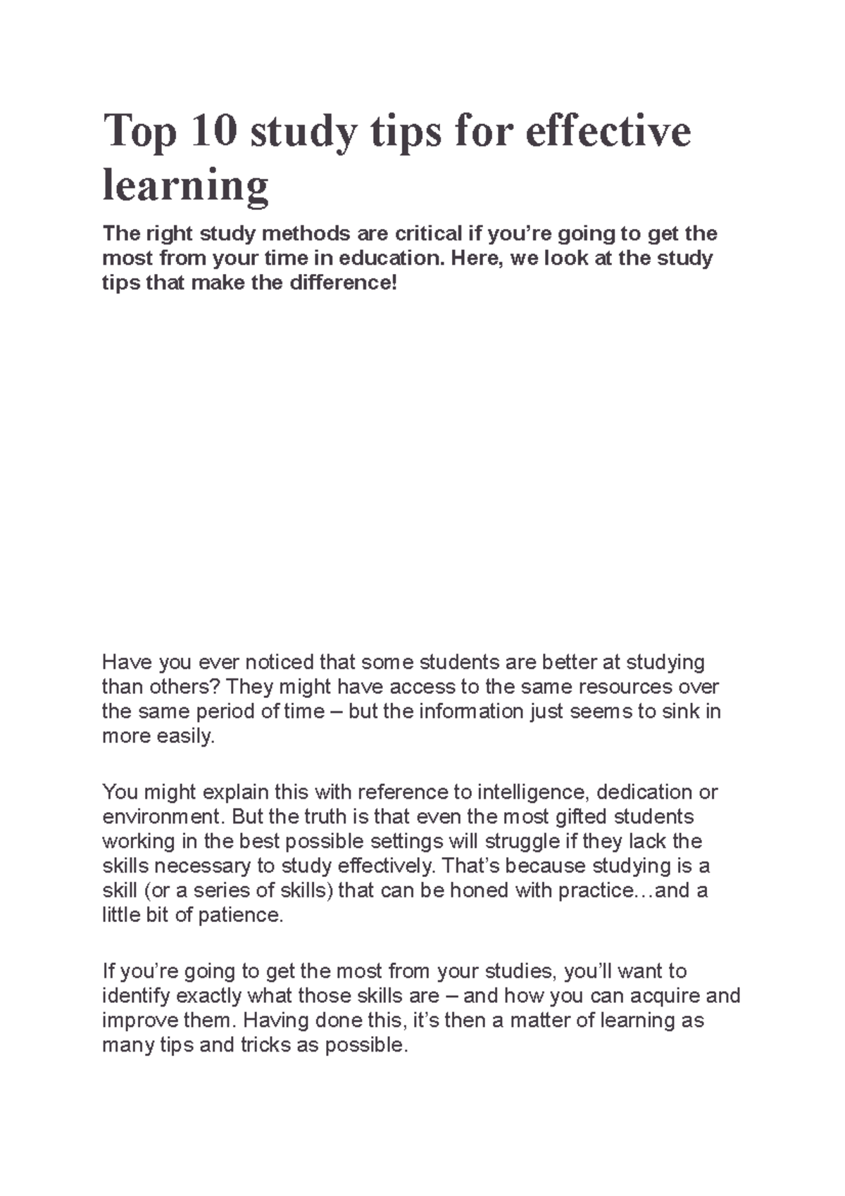 Top 10 study tips for effective learning - Here, we look at the study ...