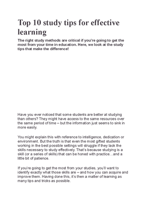 Top 10 best study tips - Thanks - Top 10 best study tips Over the years, students have come up ...