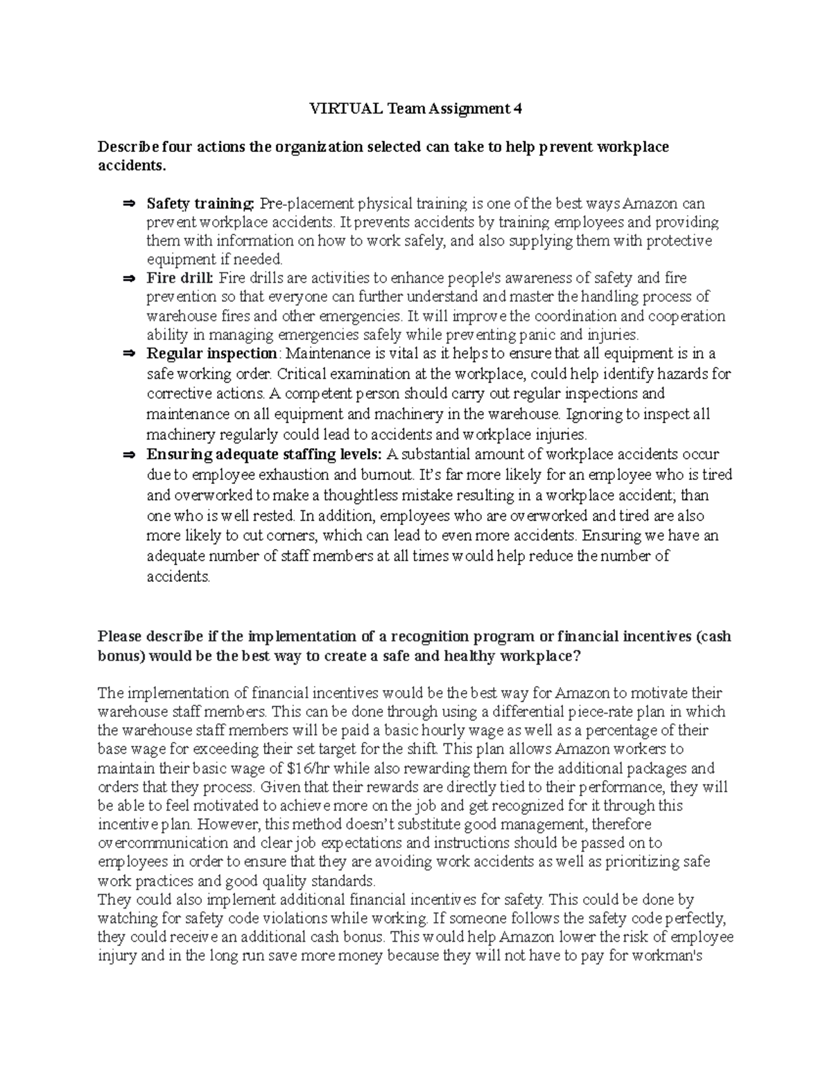 Virtual Team Assignment - VIRTUAL Team Assignment 4 Describe four ...