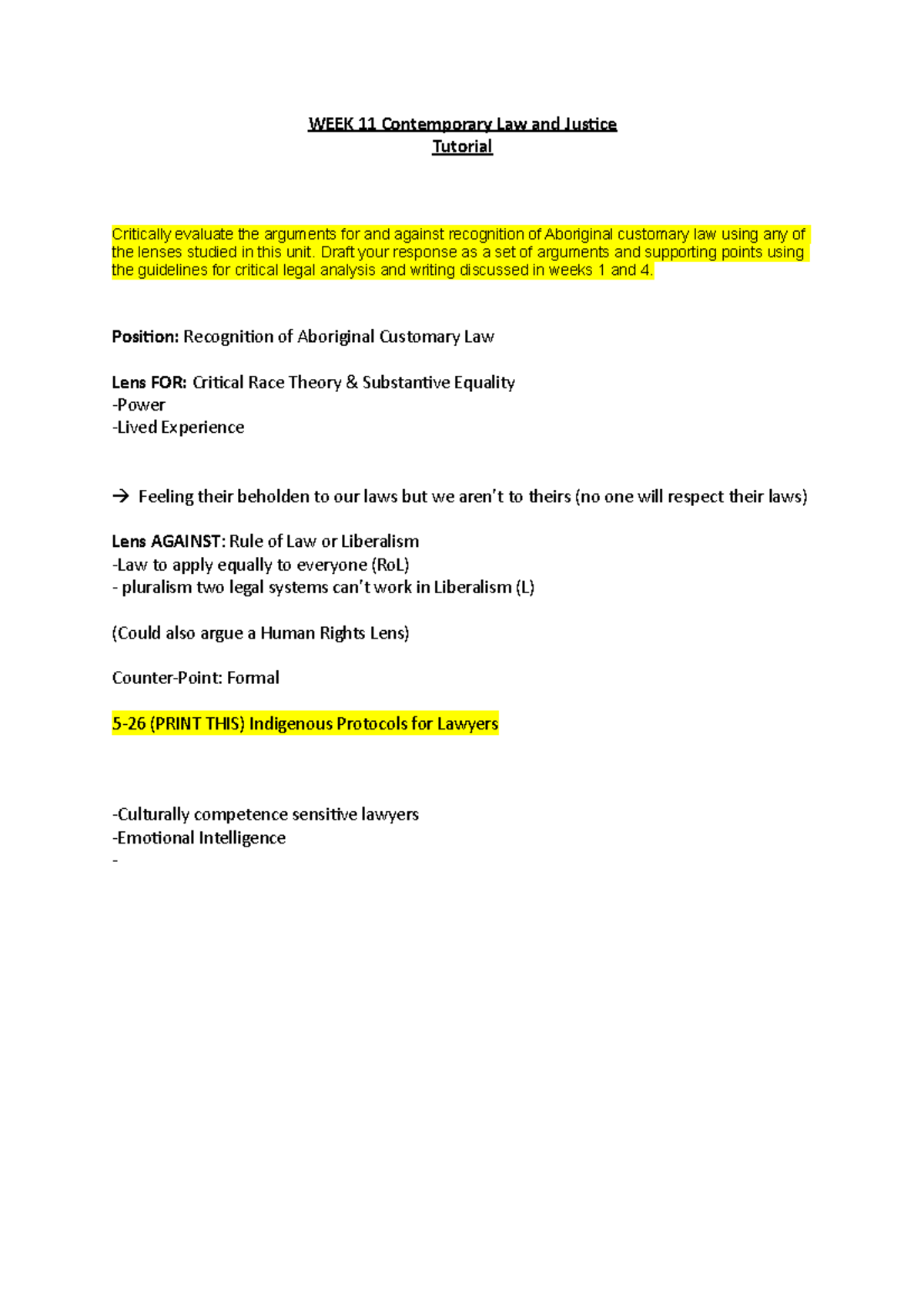 WEEK 11 Contemporary Law and Justice - WEEK 11 Contemporary Law and ...