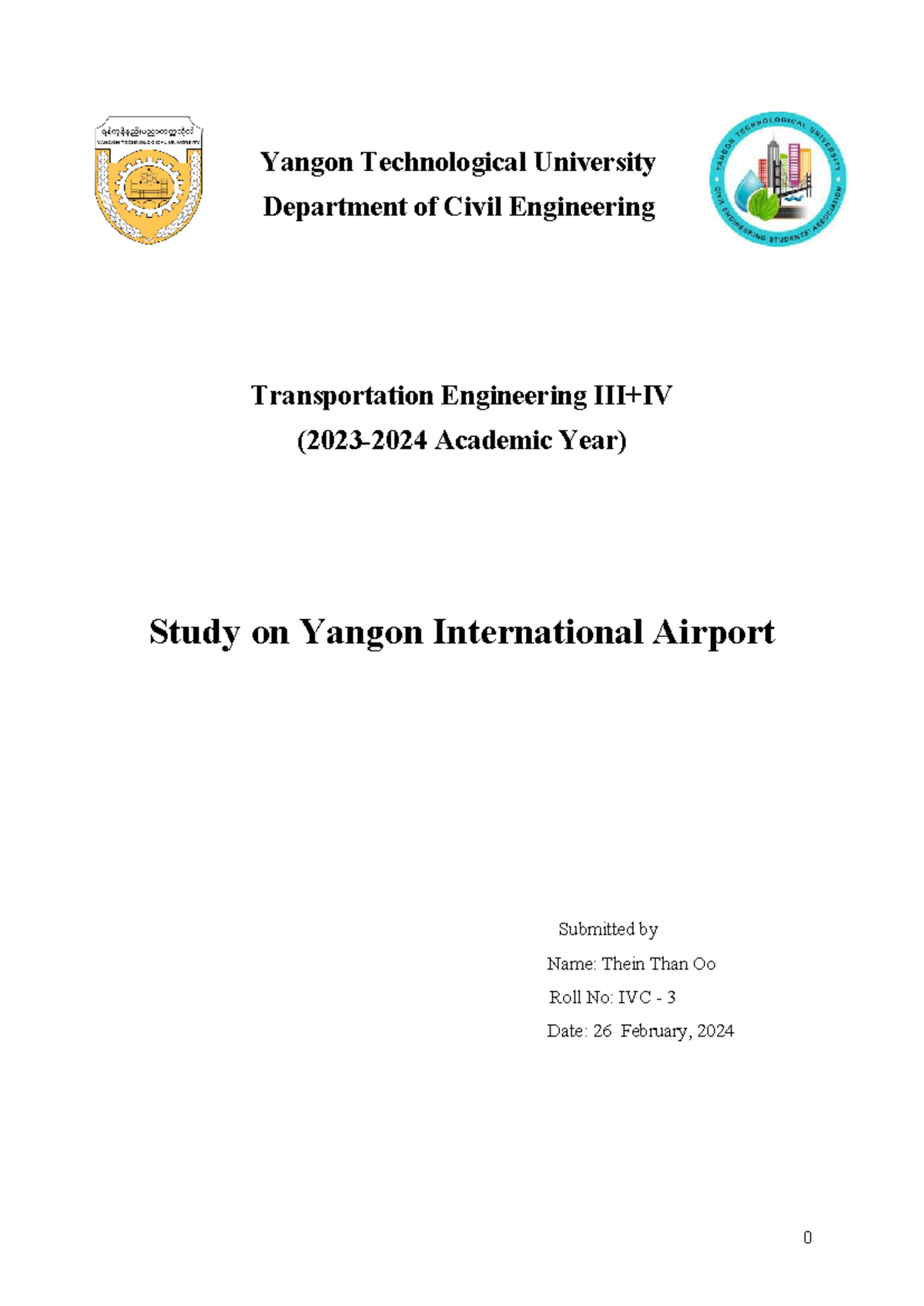 Study on Yangon International Airport Thein Than Oo - Yangon ...