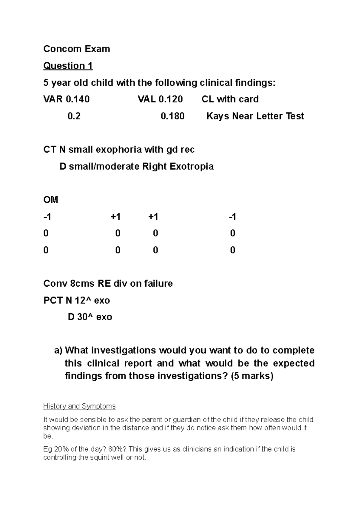 Concom Exam Q's - n/a - Concom Exam Question 1 5 year old child with the following clinical ...