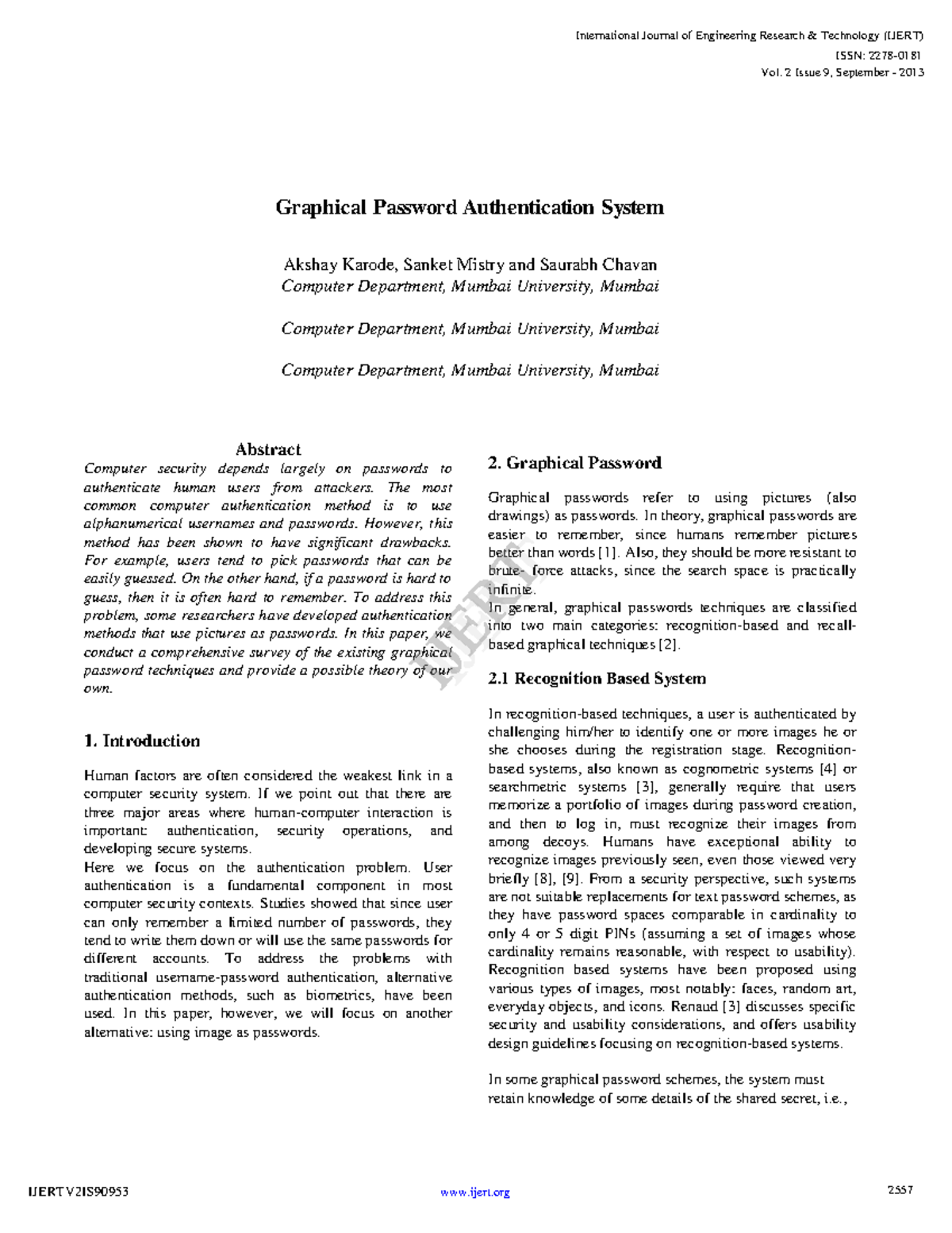 Graphical password authentication system Ijertv 2IS90953 - Graphical ...
