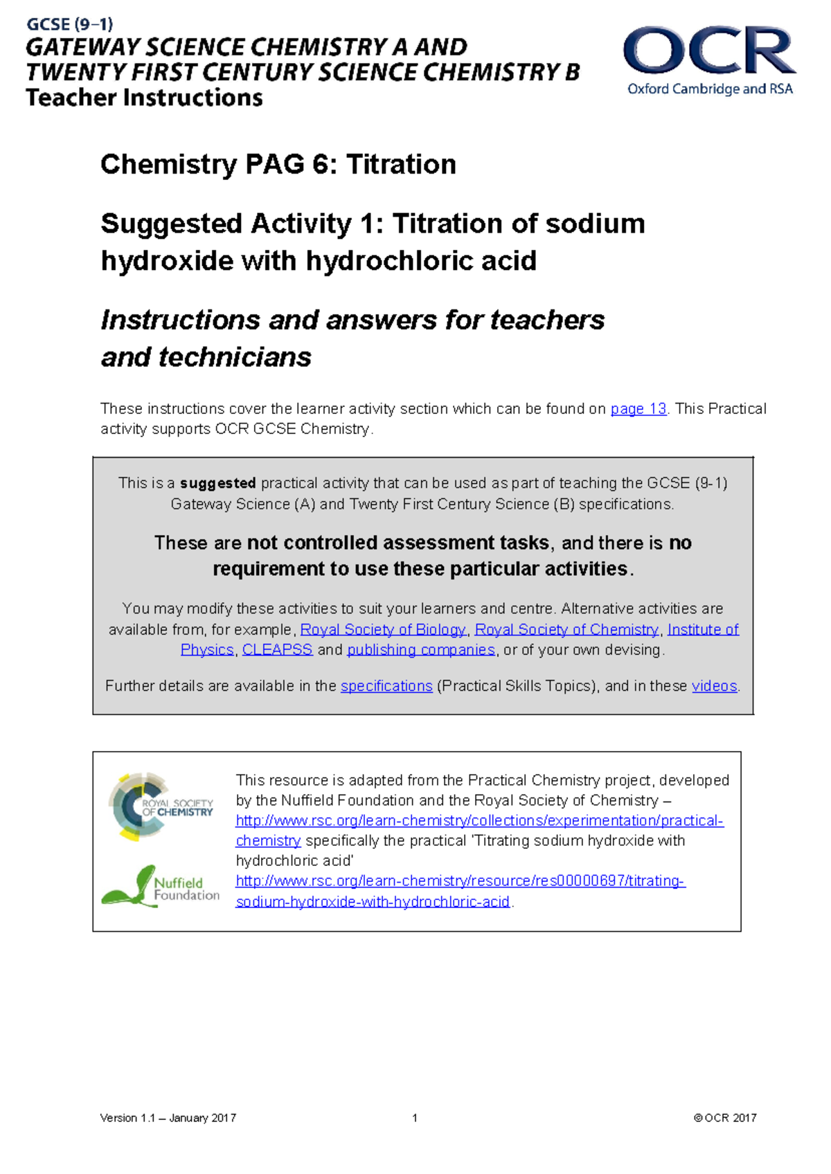 351861 pag activity chemistry titration suggestion 1 - Chemistry PAG 6 ...