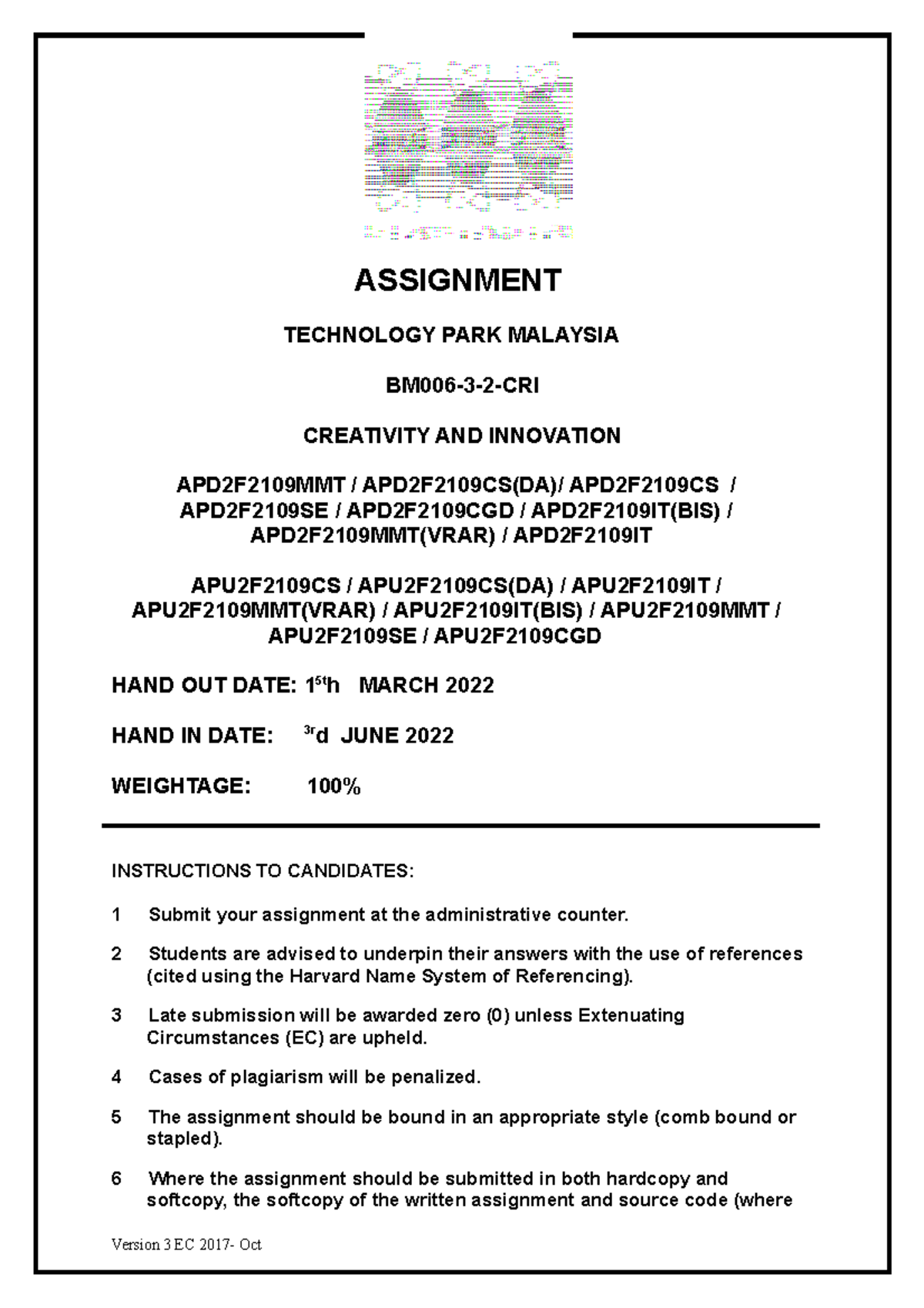Assignment-Cover - APU Level 2 CRI UC2F2109 IT - ASSIGNMENT TECHNOLOGY ...