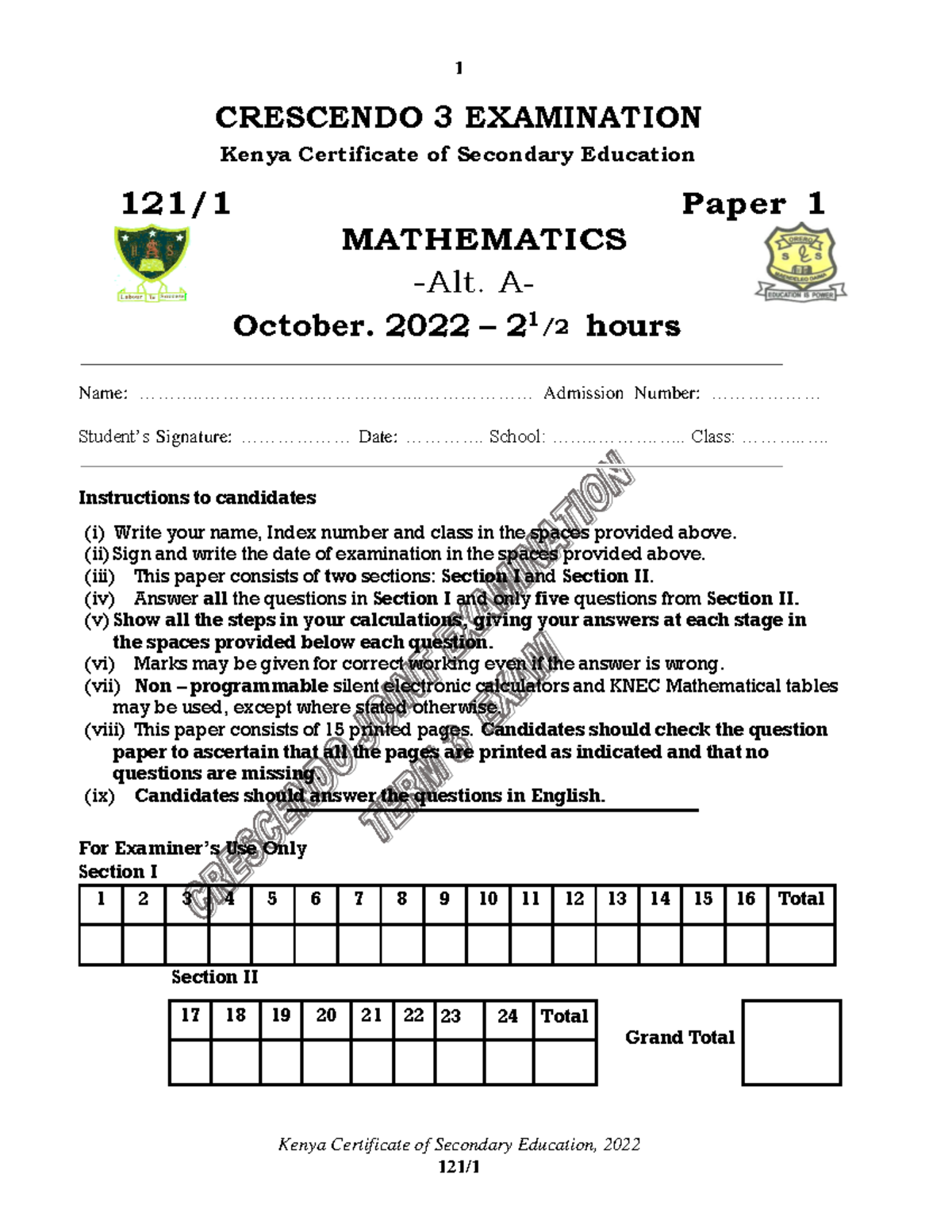 Crescendo 3 22 - notes - Kenya Certificate of Secondary Education, 2022 ...