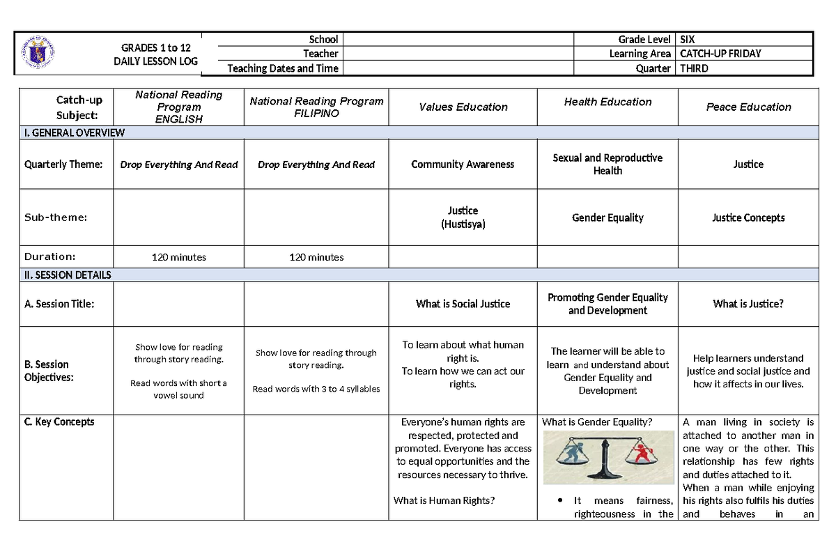 DLL Catch UP Friday Quarter 3 - School Grade Level SIX Teacher Learning ...