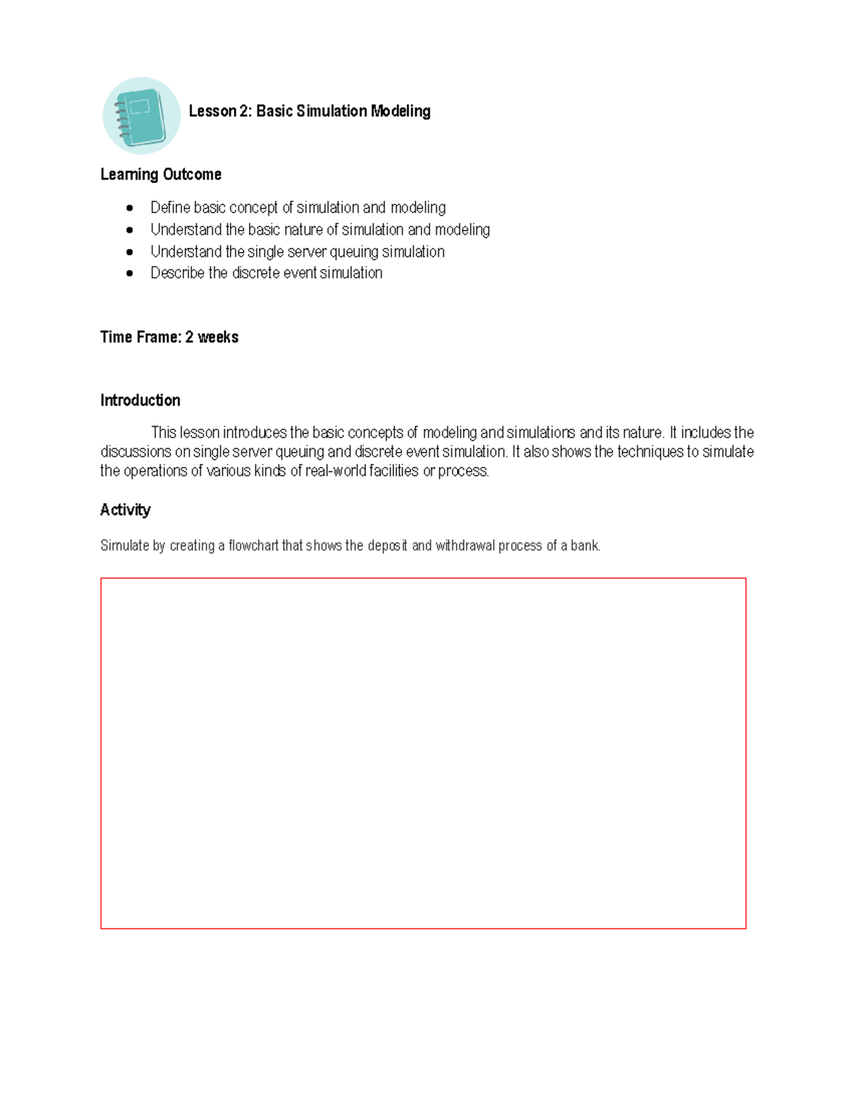 Lesson 2 Basic Simulation Modeling Lesson 2 Basic Simulation Modeling Learning Outcome Define 8585