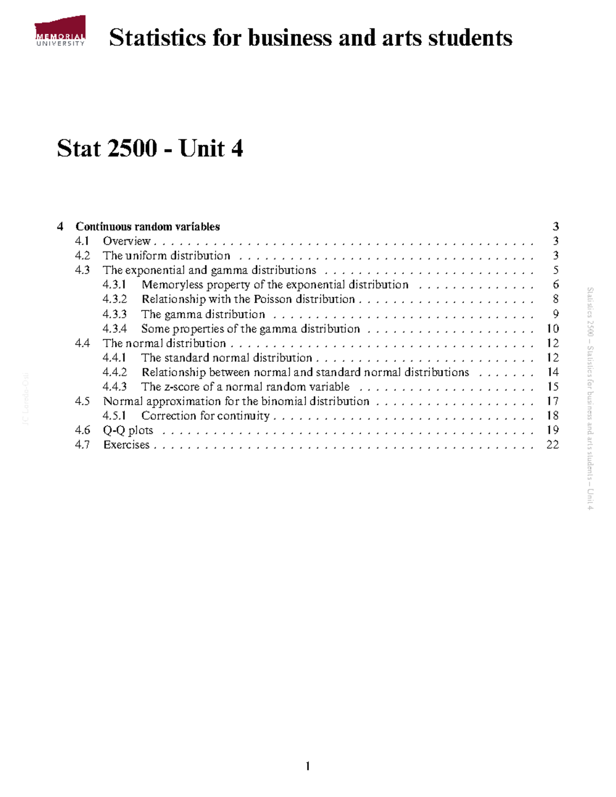 Unit4 notes - .... - Statistics for business and arts students ...