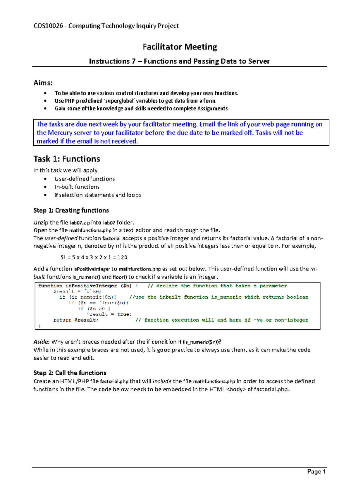 Instruction 07 - lab - COS10026 - Computing Technology Inquiry Project ...