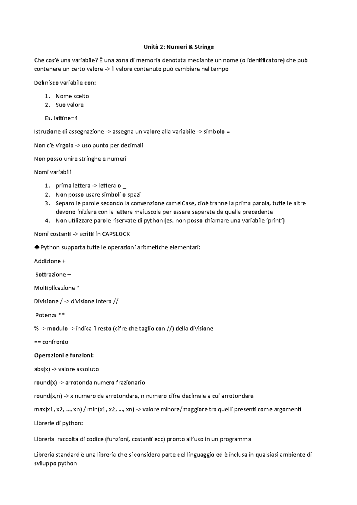 Informatica - U2 - File con spiegazioni programmazione in Python ...