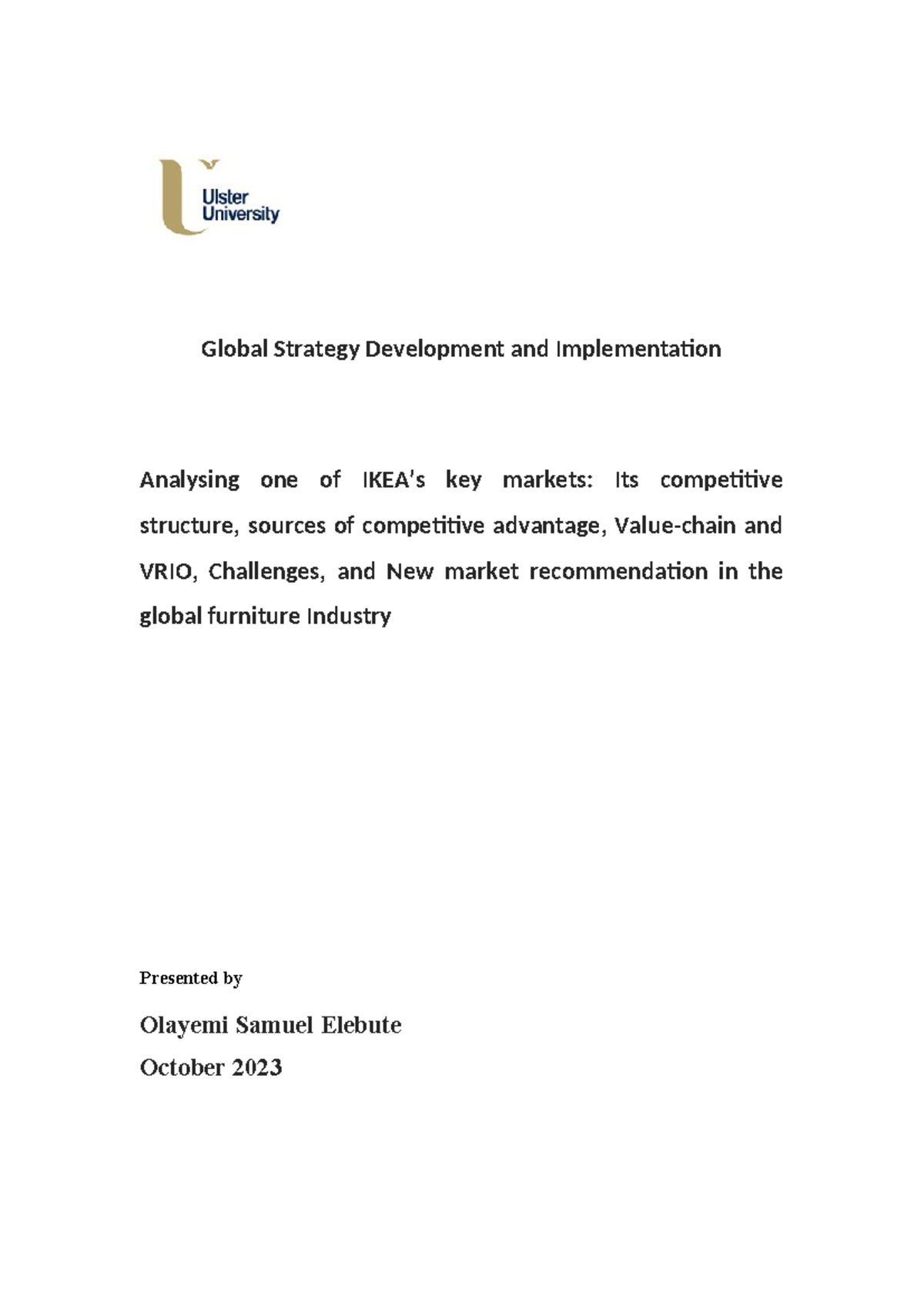 Analysisof IKEAskeymarket - Global Strategy Development and ...