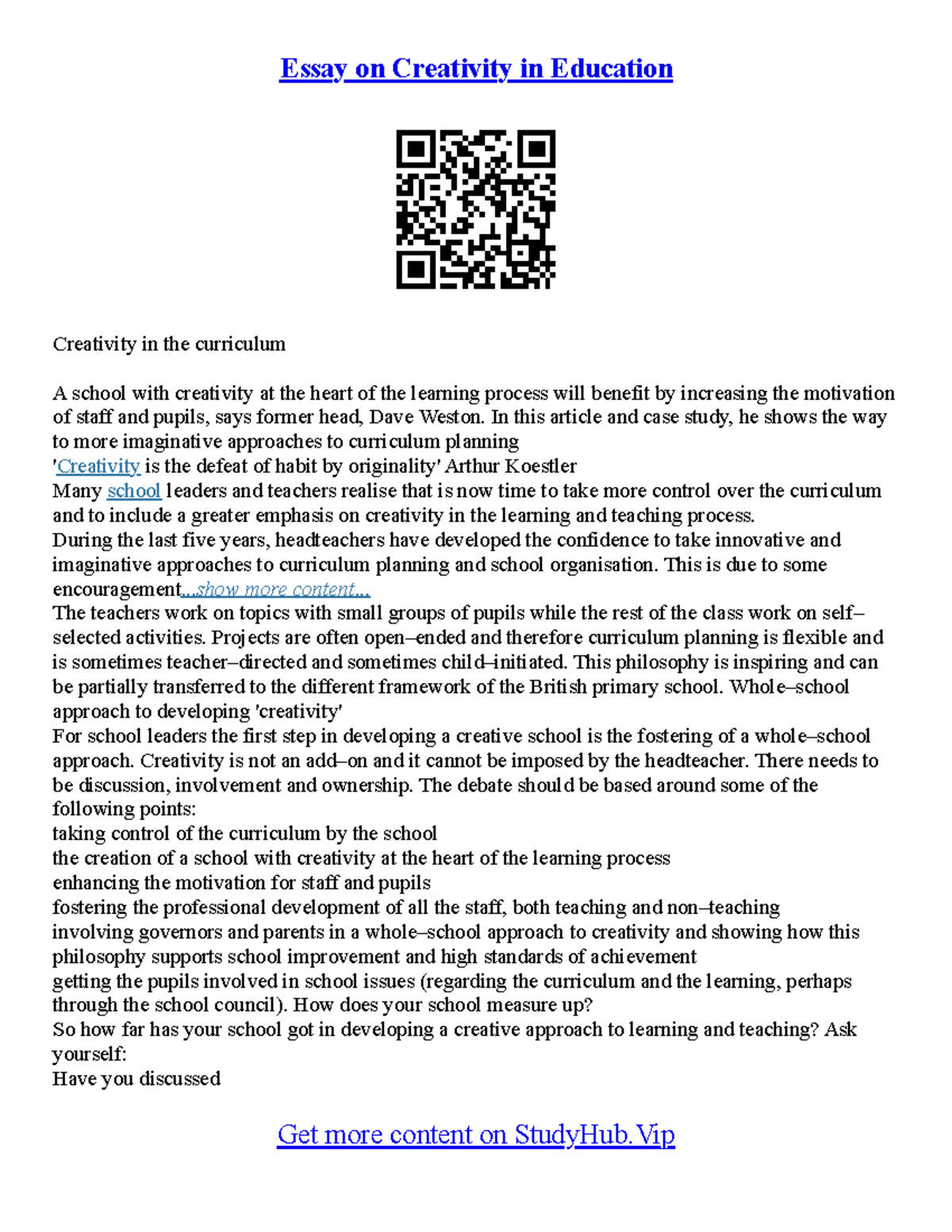 How To Write A Creative Essay - Essay on Creativity in Education ...