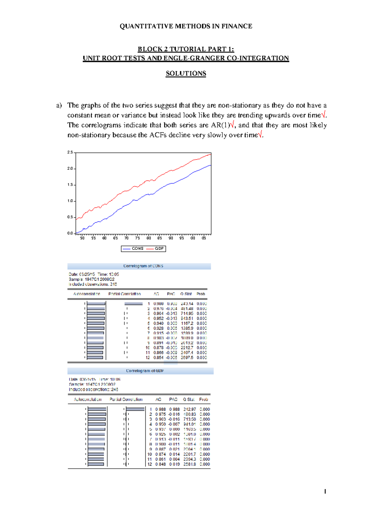 Practical 3 Tutorial Solutions Quantitative Methods In Finance Block 2 Tutorial Part 1 Unit