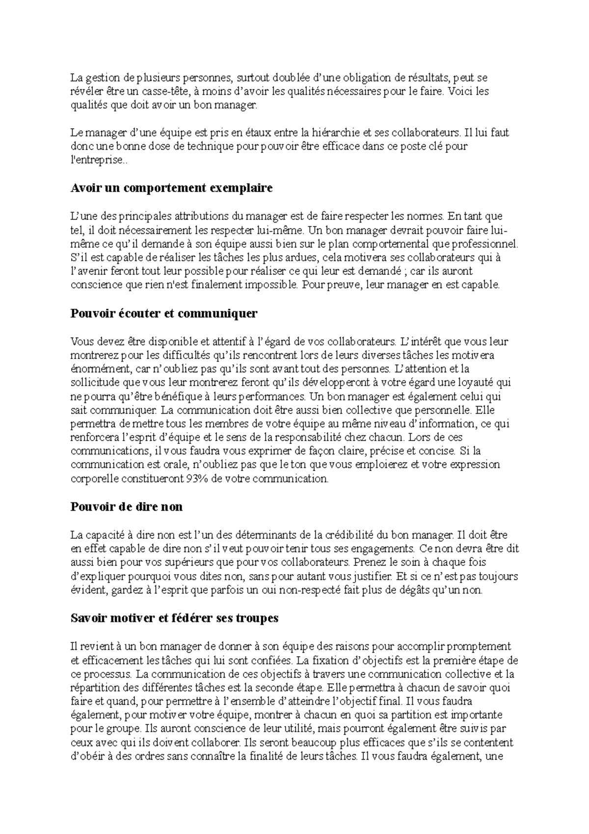 Les Qualités D Un Bon Manager La Gestion De Plusieurs Personnes
