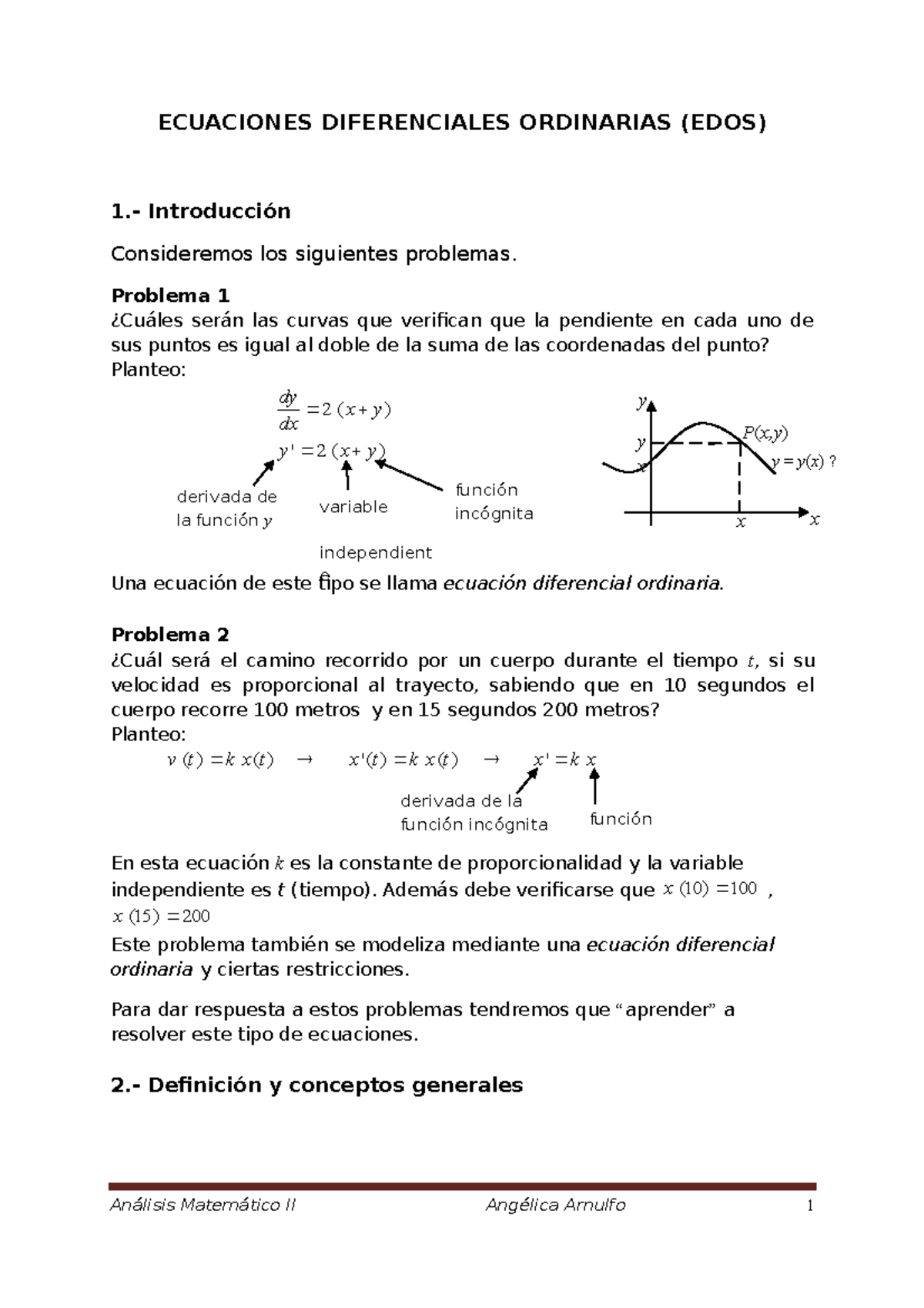 Ecuaciones Diferenciales Ordinarias - ECUACIONES DIFERENCIALES ...