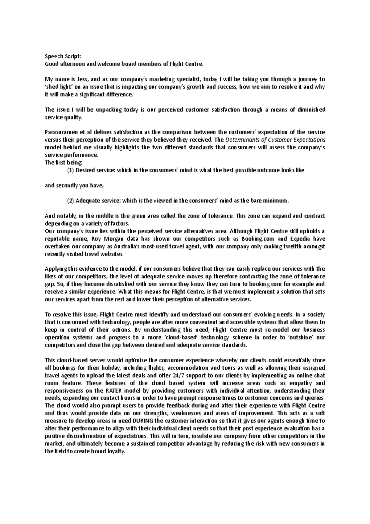 AMB340 Pitch Script - Grade: 7. - Speech Script: Good afternoon and ...