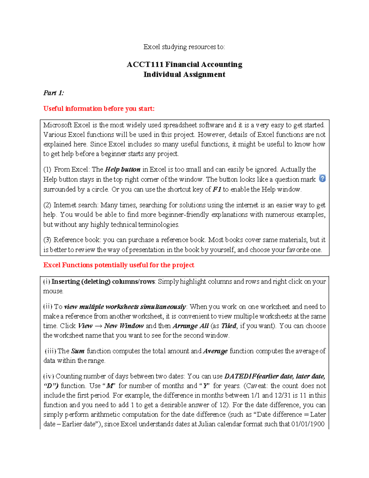 03 Excel Guidance - Microsoft Excel is the most widely used spreadsheet ...