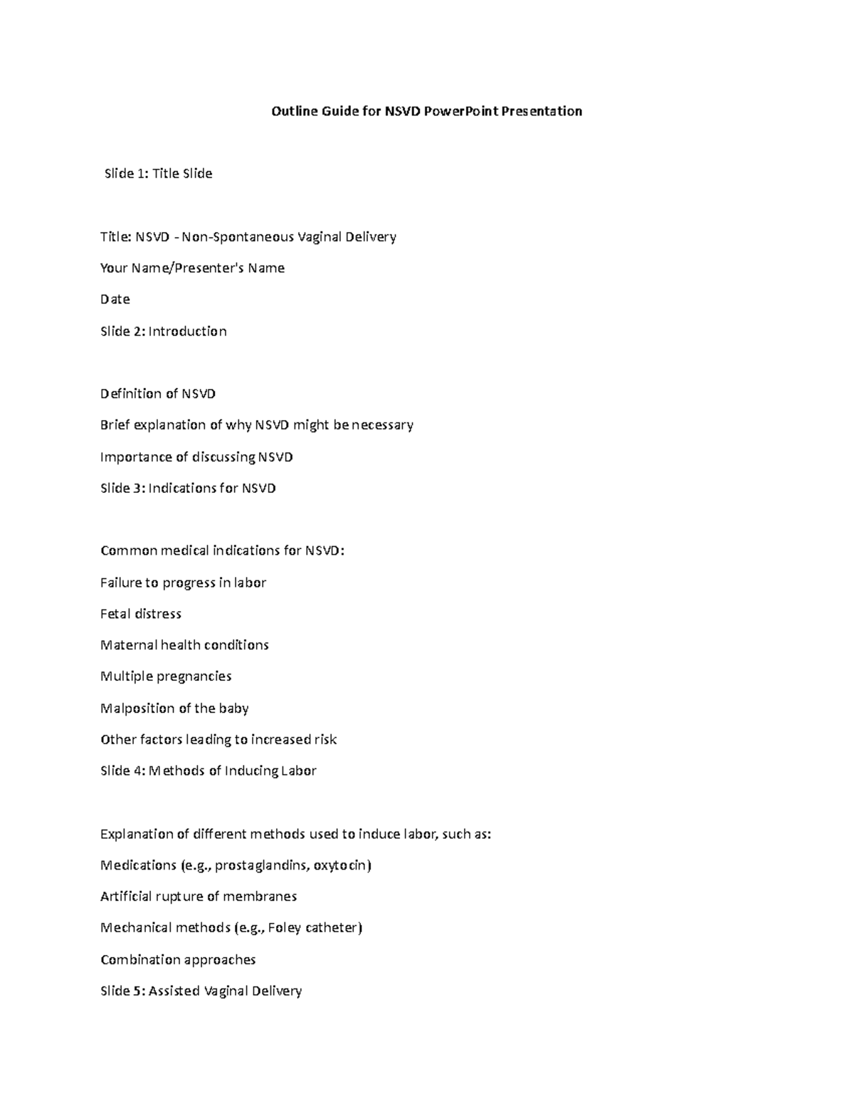 Outline Guide for NSVD Power Point Presentation - , prostaglandins ...