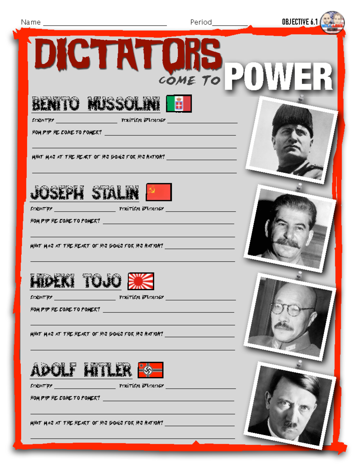 Rise of Dictators handout - POWER DICTATORS country ...