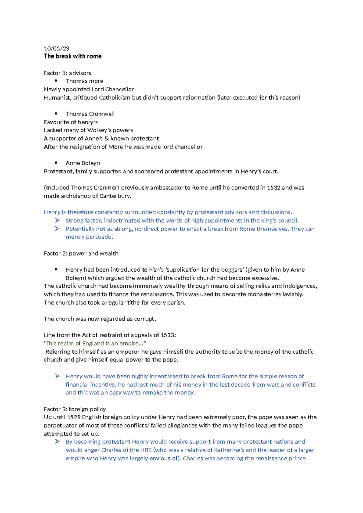 Factors leading to the break from rome - 10/05/ The break with rome ...