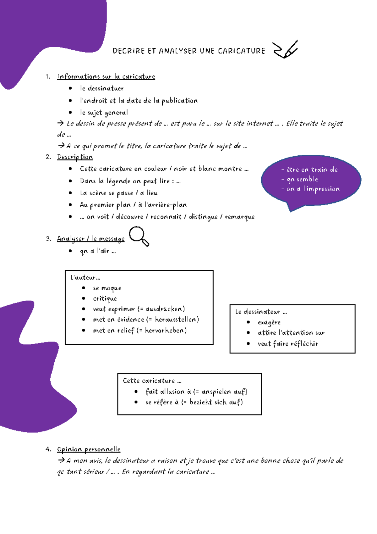Decrire et analyser une caricature - DECRIRE ET ANALYSER UNE CARICATURE 1. Informations sur la ...