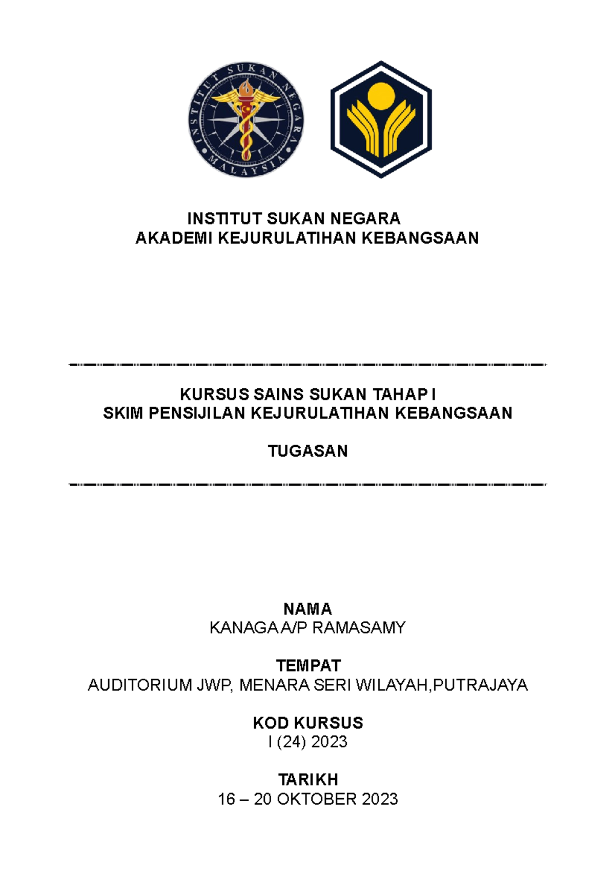 Template Tugasan KSS Tahap I-1 - INSTITUT SUKAN NEGARA AKADEMI ...