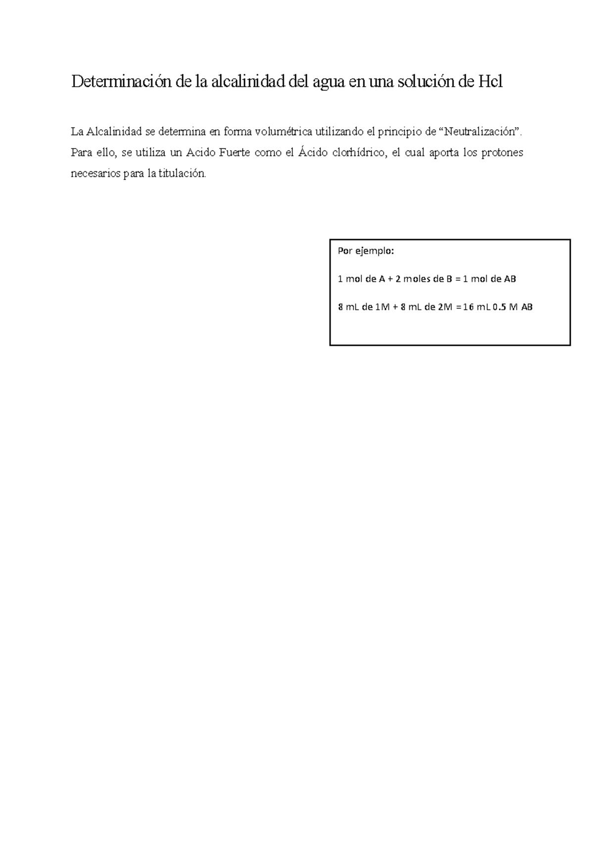 Alcalinidad del agua en Hcl. Laboratorio - Química Analítica ...