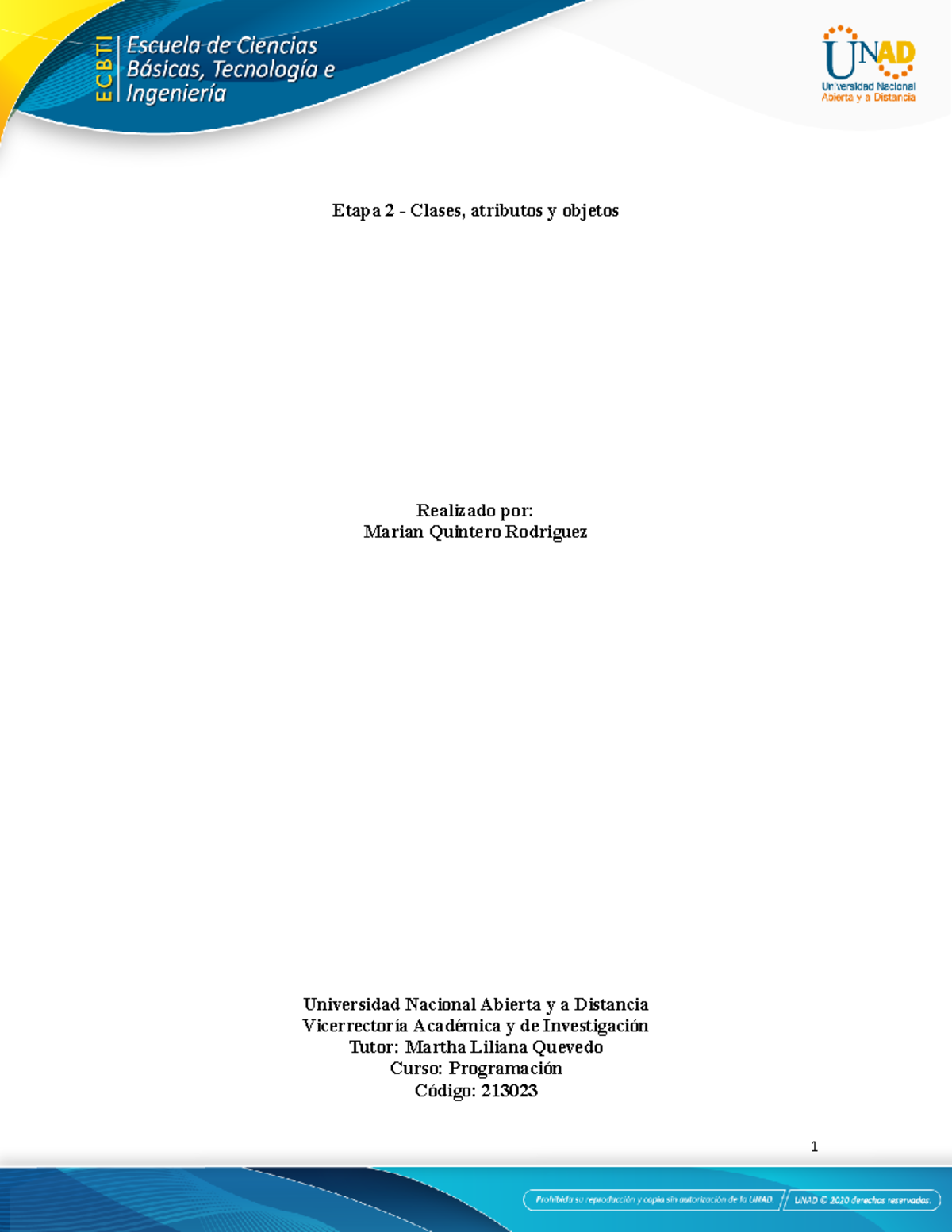 213023 282 Etapa 2 Marian Quintero - Etapa 2 - Clases, atributos y ...
