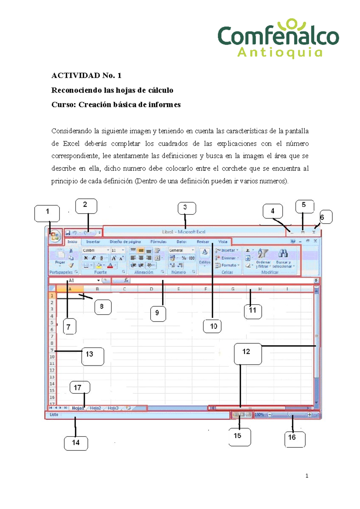 1.1 Actividad No. 1 Entorno de Excel Interfaz - ACTIVIDAD No. 1 ...