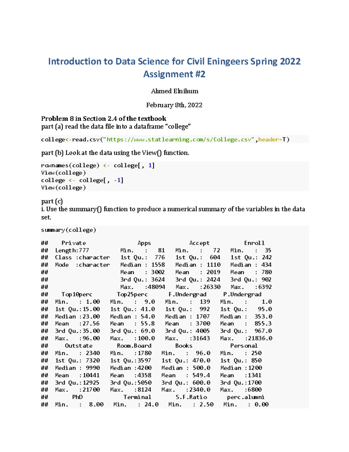 Assignment-2-Script - HW2 - Introduction to Data Science for Civil Eningeers Spring 2022 ...