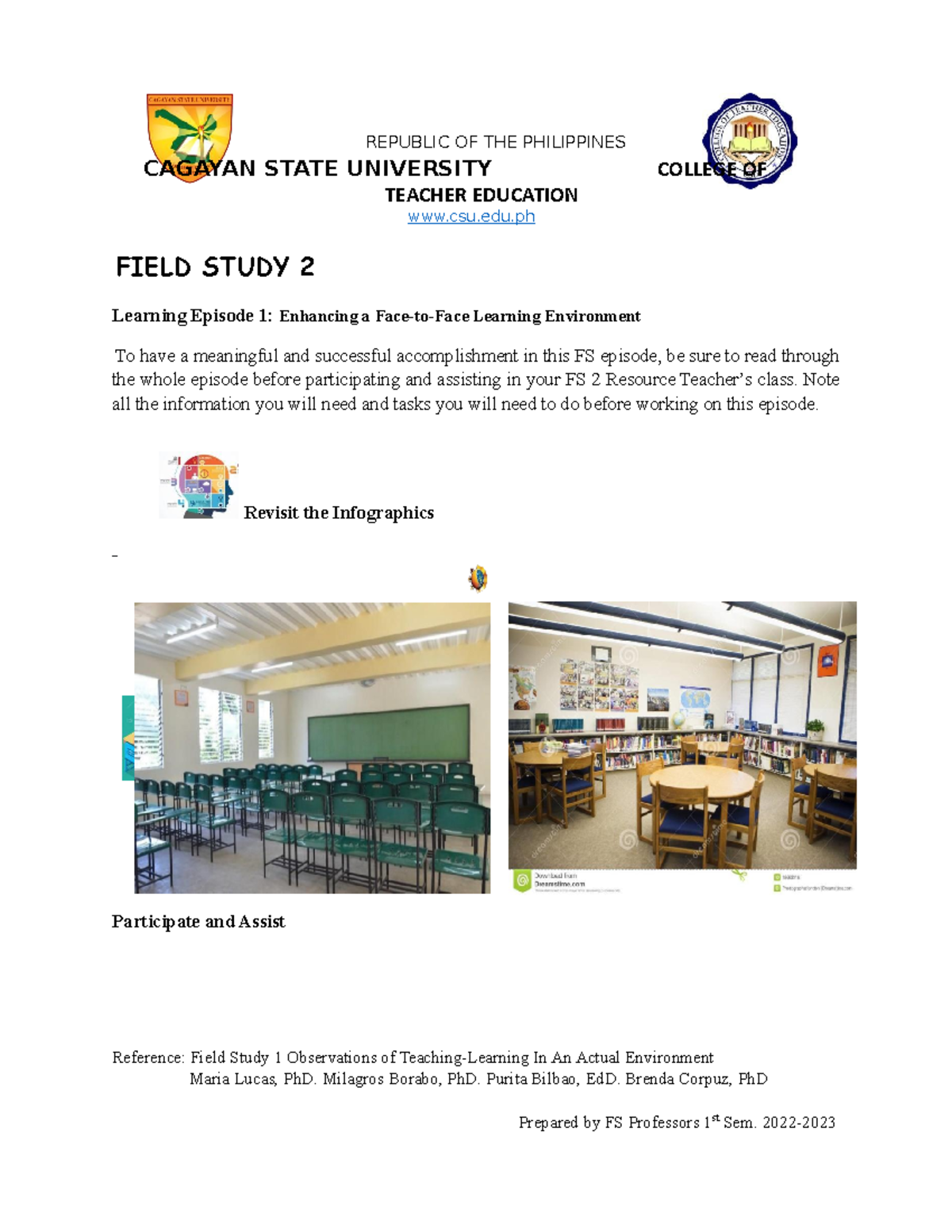 FS 2 Learning episode 1 5 - CAGAYAN STATE UNIVERSITY COLLEGE OF TEACHER ...