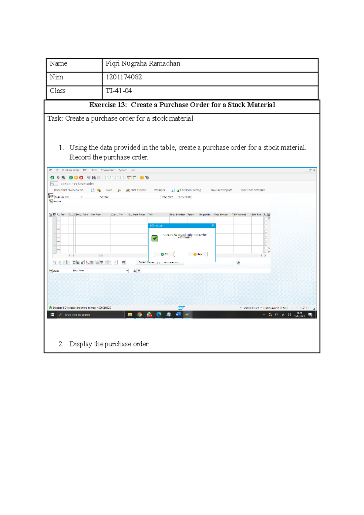 [ Assignment] 9. Introduction to SAP MM Fiqri Nugraha Ramadhan 12011 ...